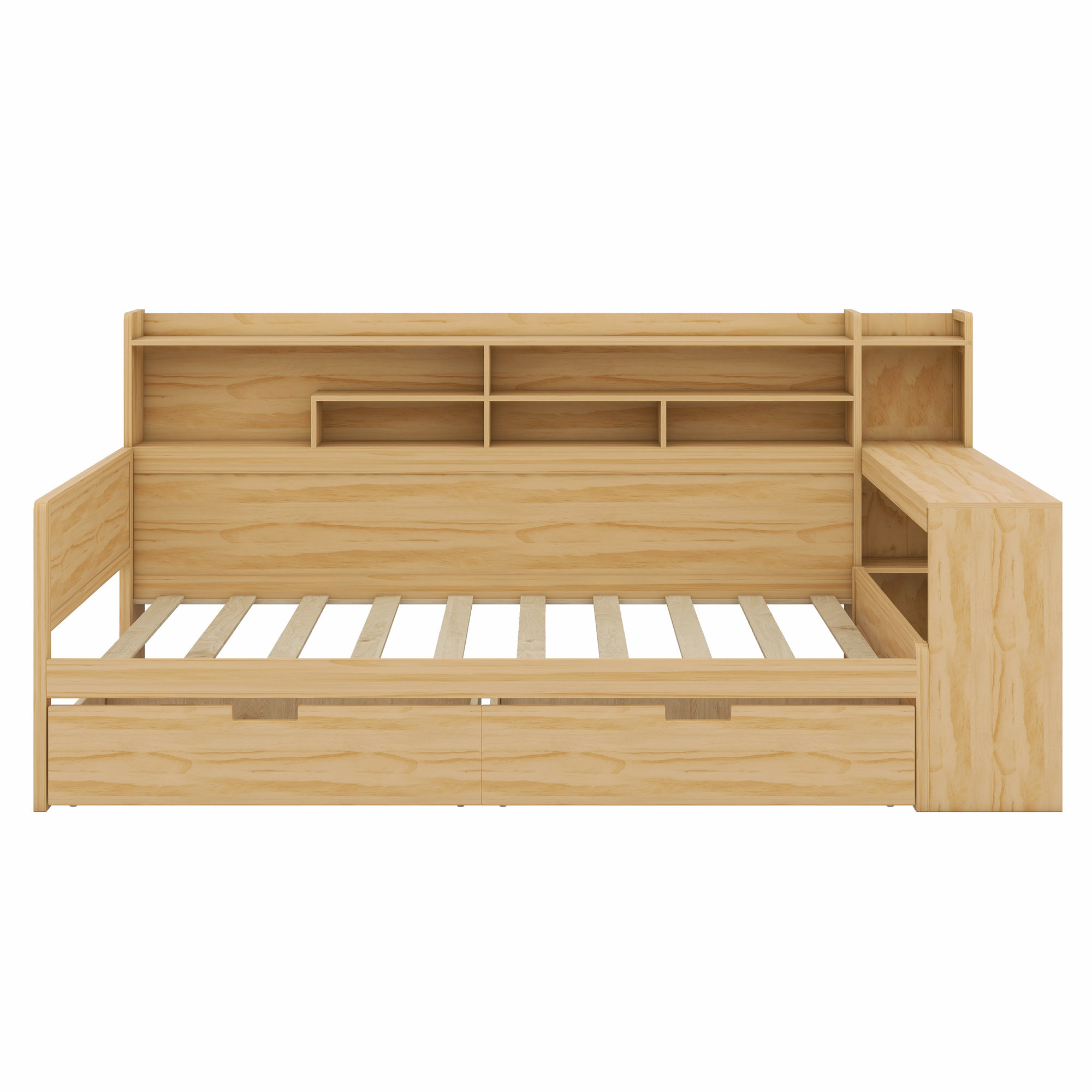 Latitude Run® Wooden Daybed With Storage Shelves, Multi-Functional Bed ...