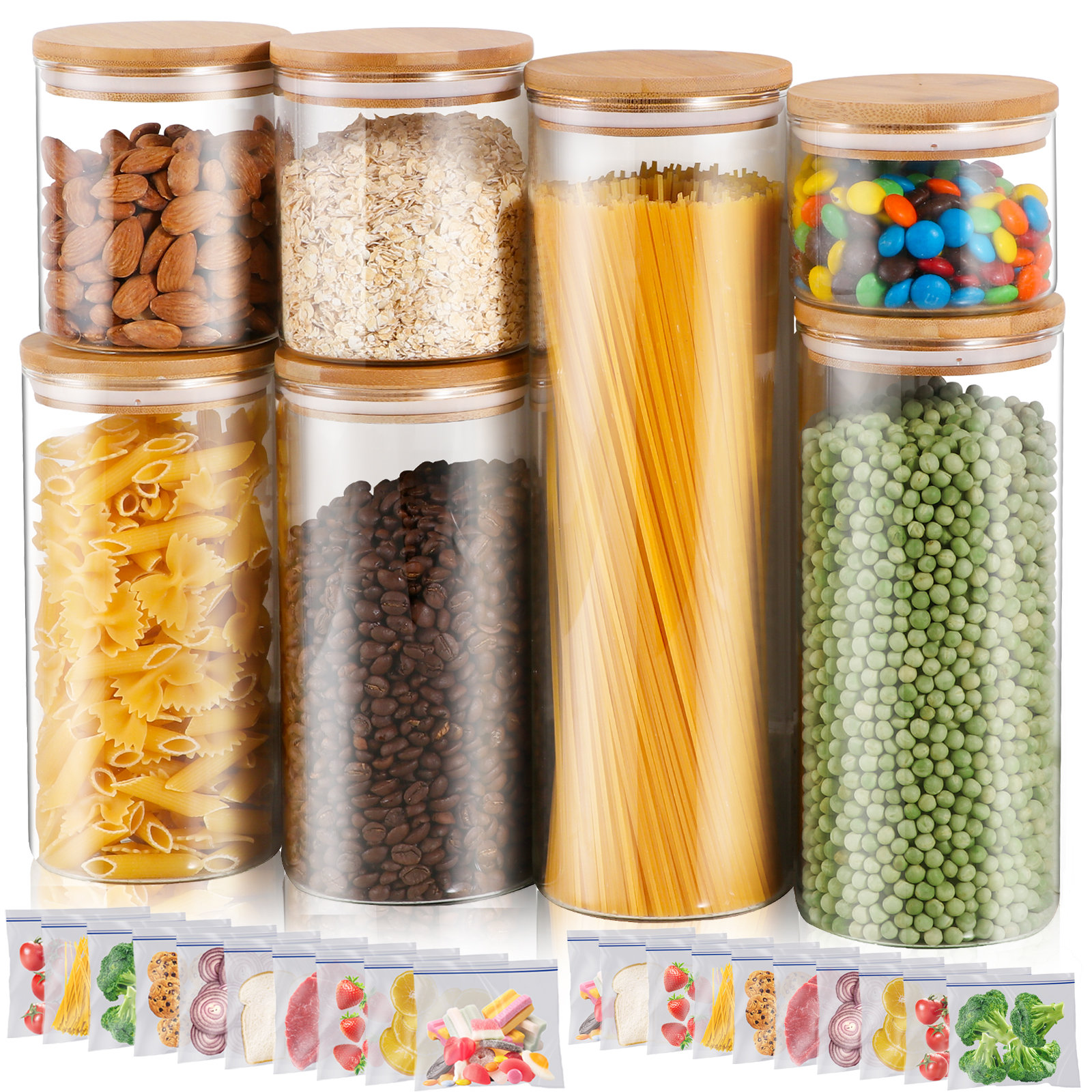 Prep & Savour 7 Piece Glass Storage Jars With Bamboo Lid & Reviews ...