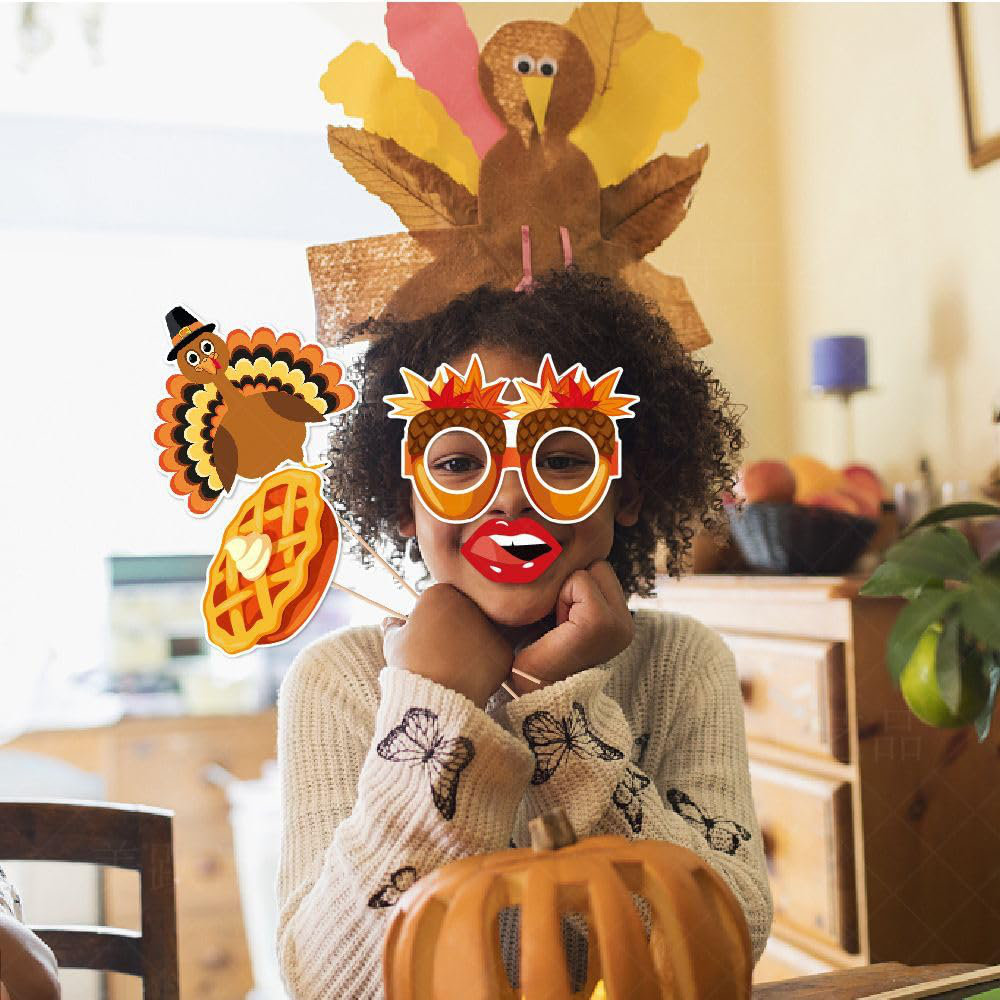 COEN 50-Piece Thanksgiving Photo Booth Props – Funny Turkey Selfie ...