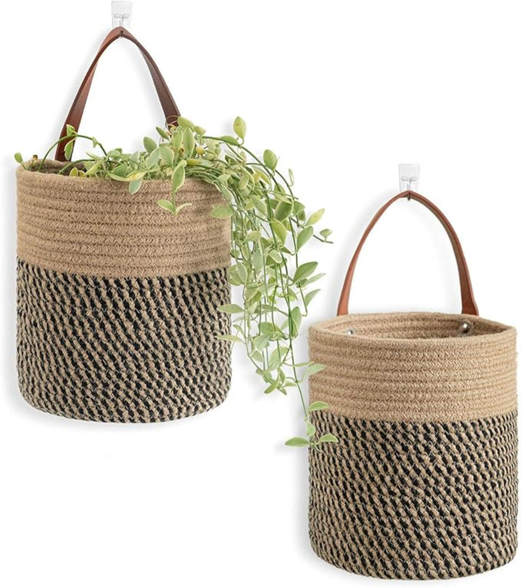 Dakota Fields 2Pack Jute Rope Hanging Basket - 7.87" X 7" Small Woven ...
