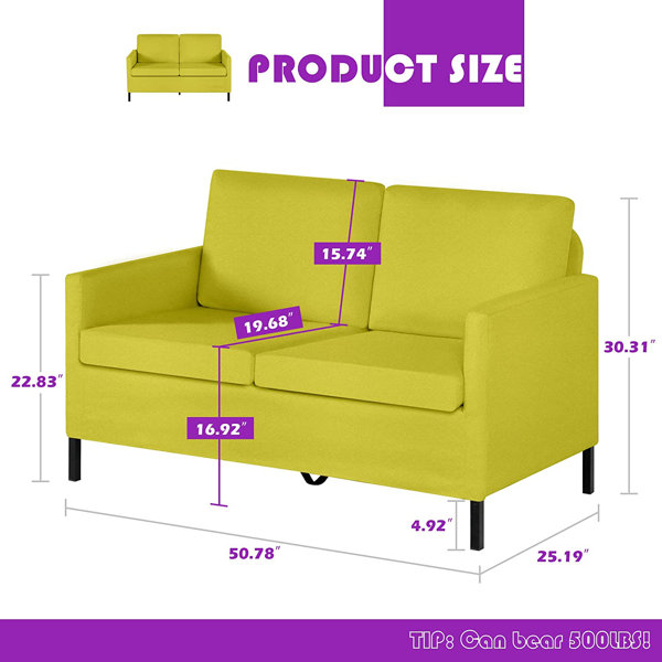 Hokku Designs Jimeny 50.78'' Upholstered Sofa & Reviews | Wayfair