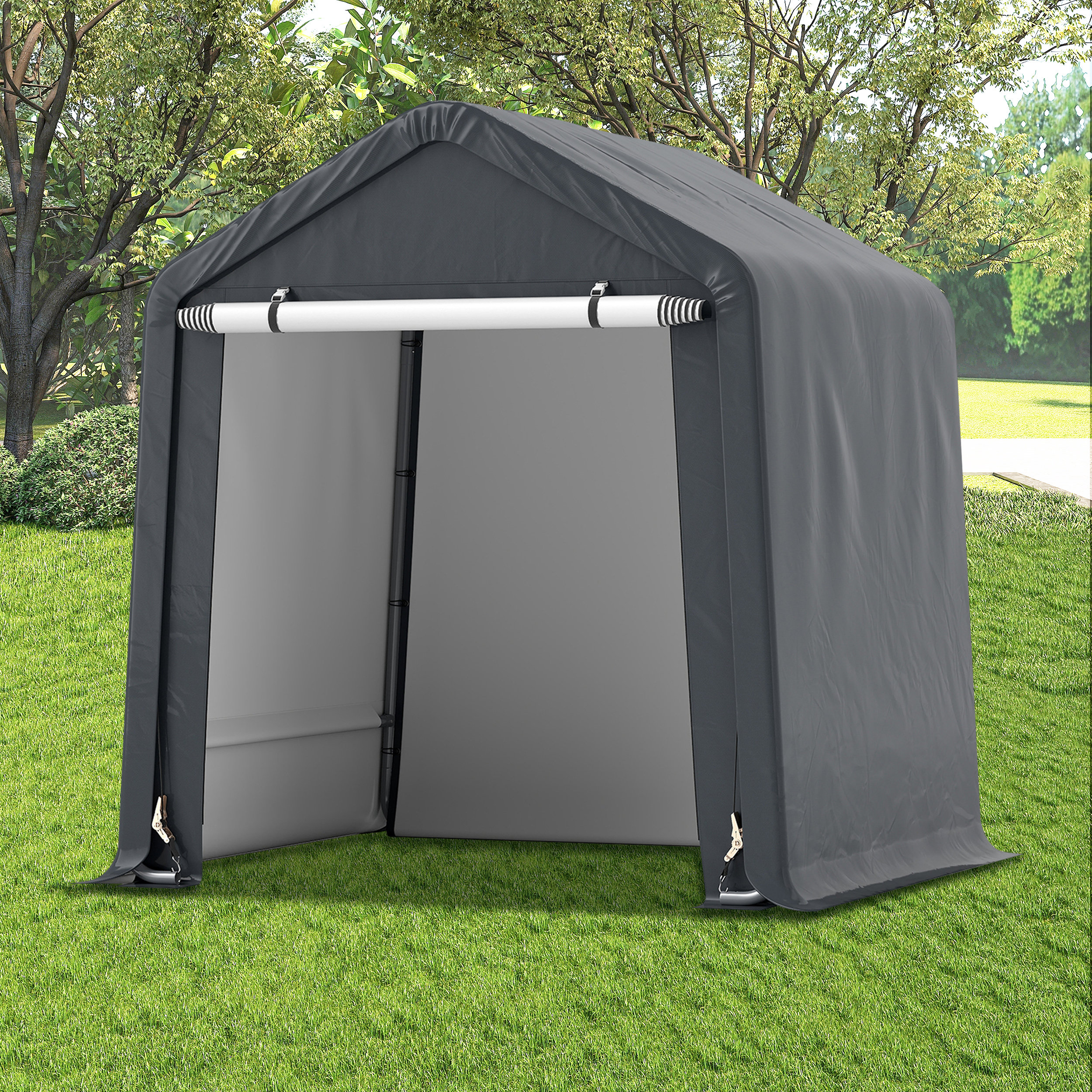 NEWNICY 6.5 Ft. Grey Portable Outdoor Storage Shelter - Wayfair Canada