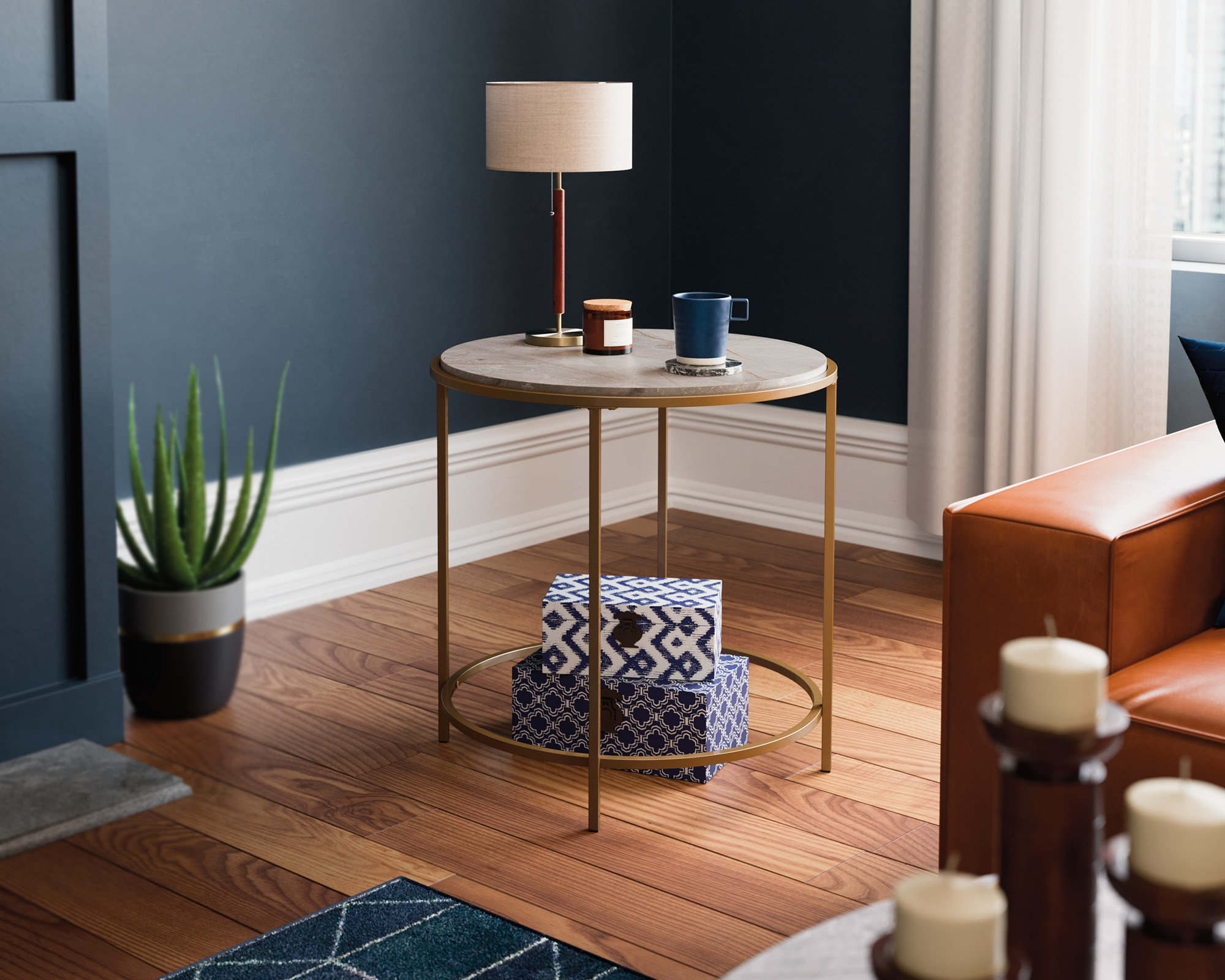 Crafters and Weavers Int Lux Side Table Round Deco Stone | Wayfair