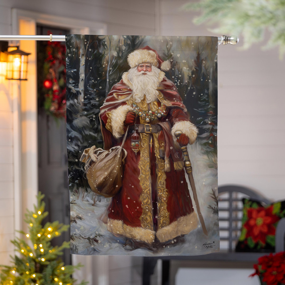 Astoria Grand Victorian Santa Suede House Flag | Wayfair