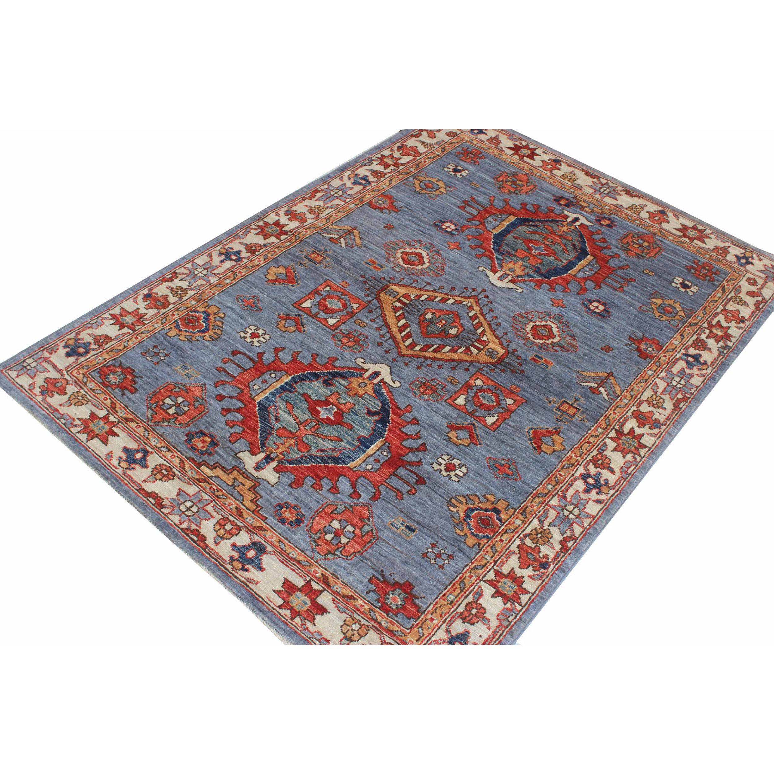Bokara Rug Co., Inc. One-of-a-Kind 3'4" X 4'9" Wool Area Rug Blue/Red ...