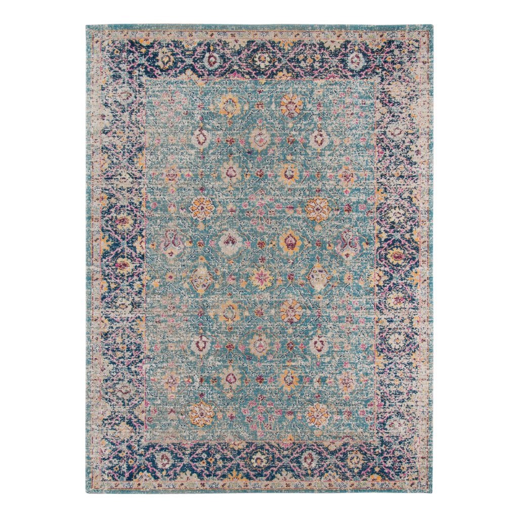 HomeRoots 6' X 8' Teal And Orange Floral Area Rug | Wayfair