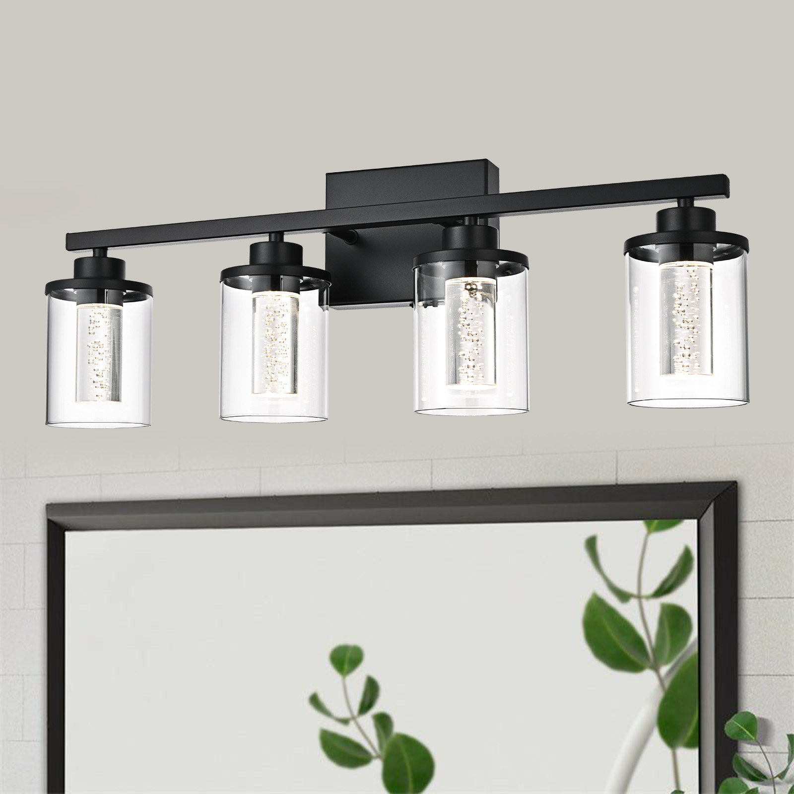 Wrought Studio Bathroom Vanity Light Brushed Nickel 4 Light Bathroom ...
