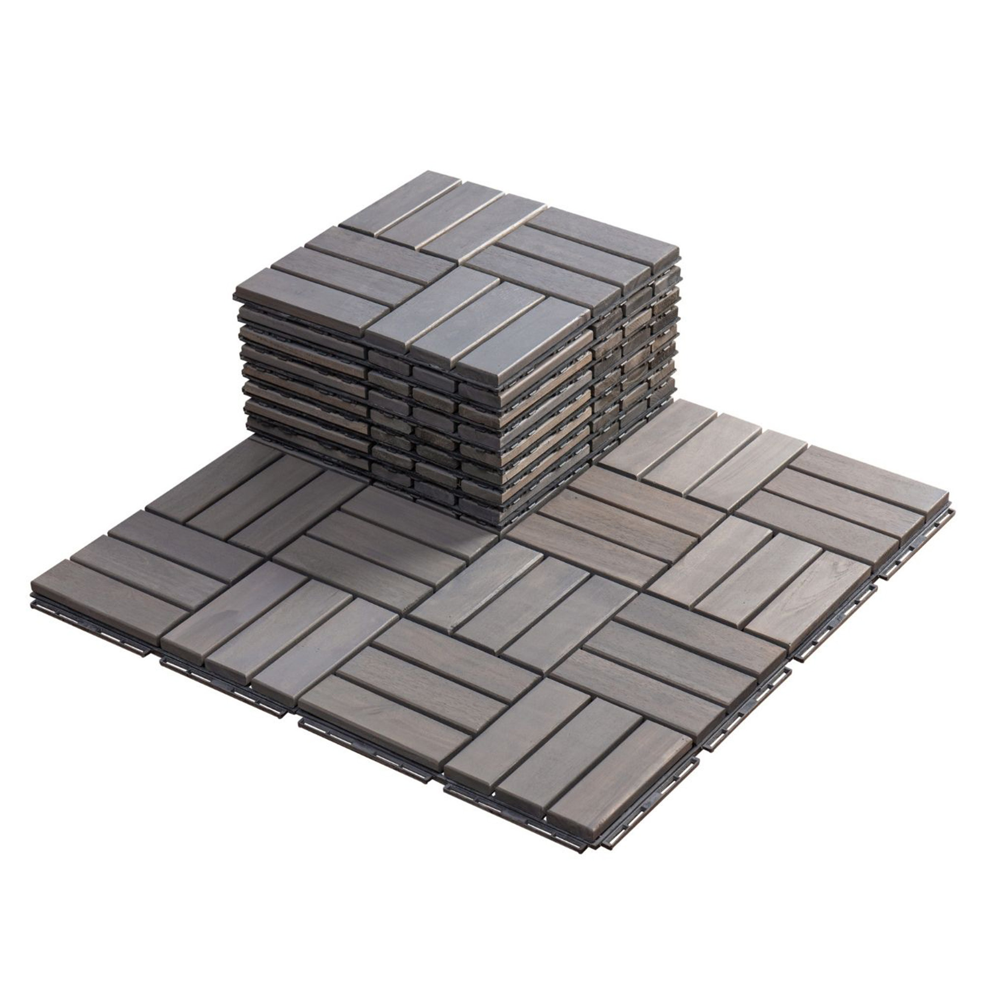 Fulocseny 12" x 12" Wood Interlocking Deck Tile Checker Pattern | Wayfair