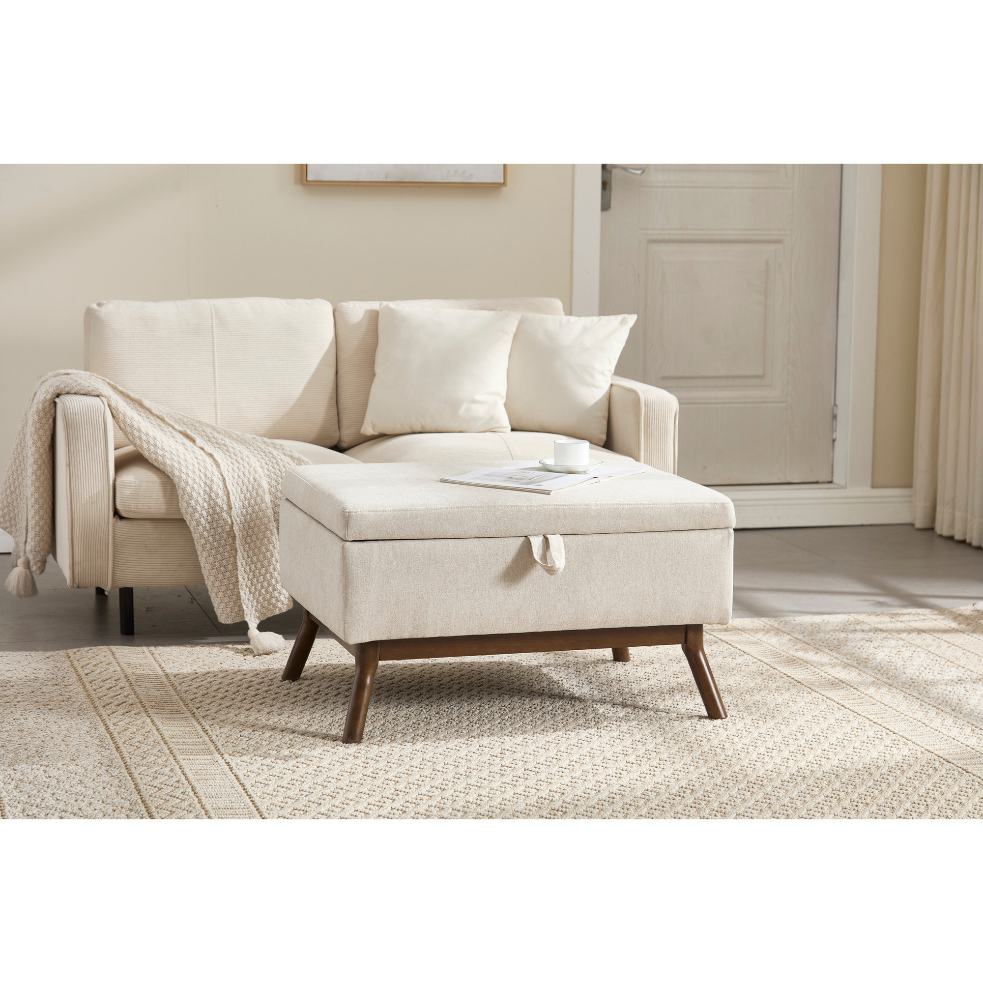 Corrigan Studio Mid-century modern square coffee table storage bench ...