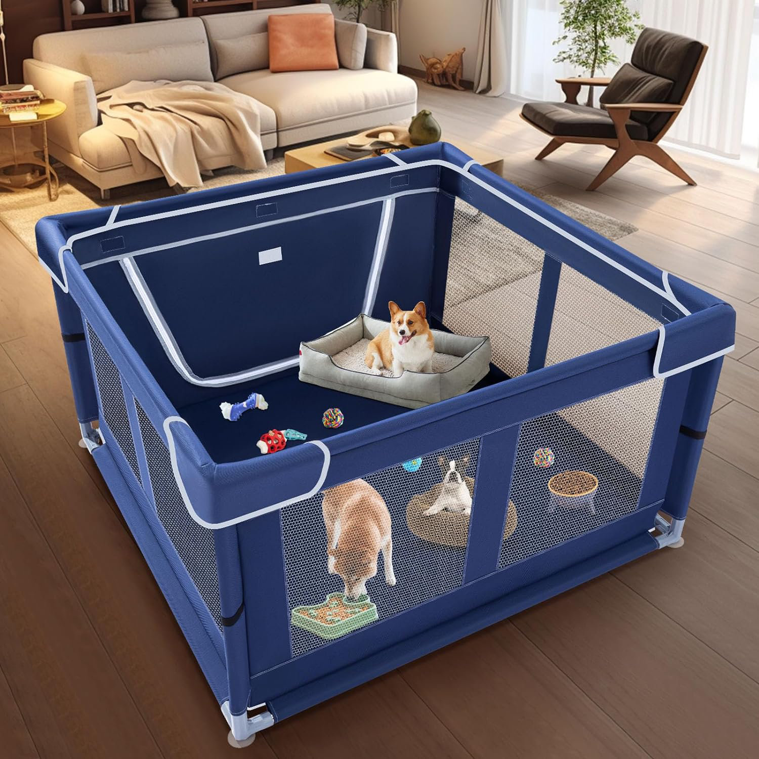 Tucker Murphy Pet™ 42x42x25.6 Inches Puppy Playpen with Gate, Dog ...