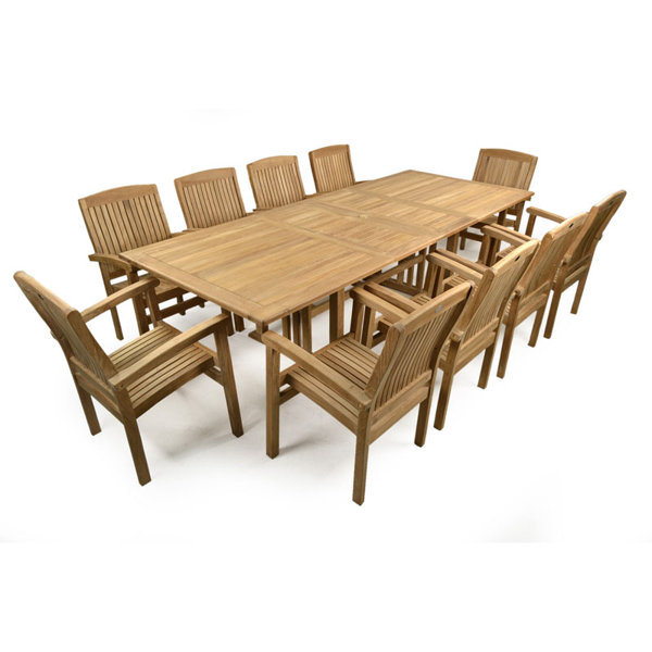 Marlow Home Co. Tisbury Rectangular 10 - Person 190cm Long Teak Dining ...