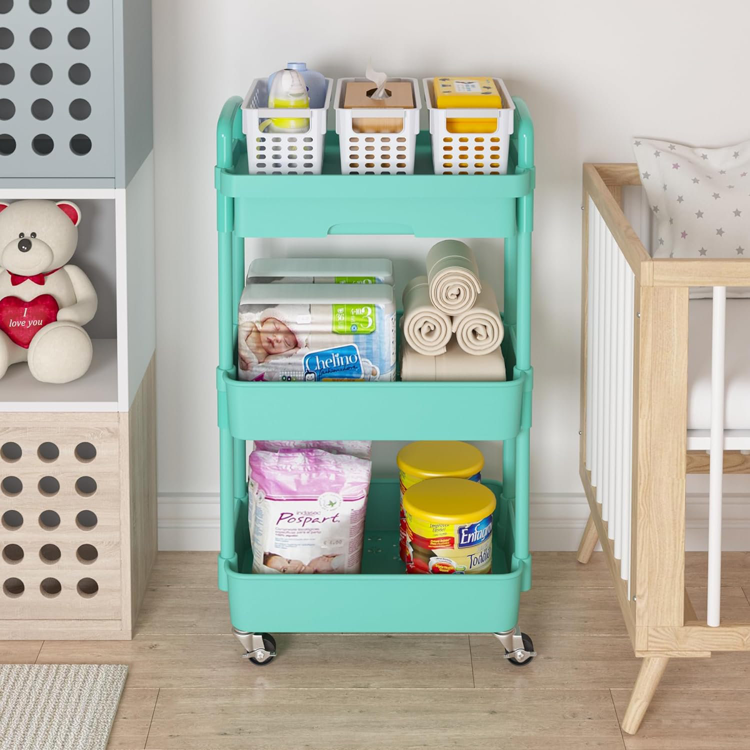 Belleze 3-Tier Rolling Utility Cart with Drawer - Wayfair Canada
