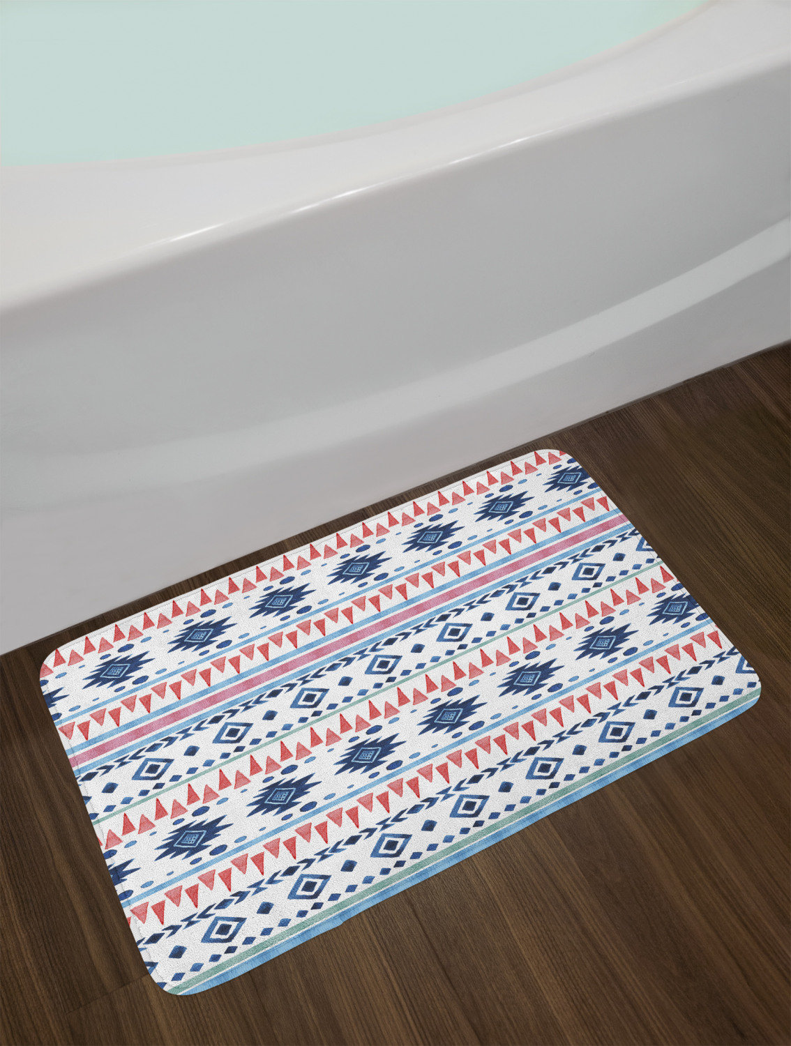 East Urban Home Water Style Creative with Shapes Bath Rug | Wayfair