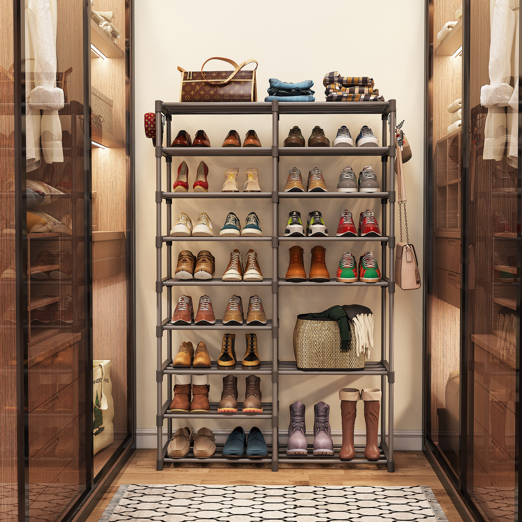 Rebrilliant Shoe Rack Organizer 32-40 Pairs Shoe Storage Shelf ...