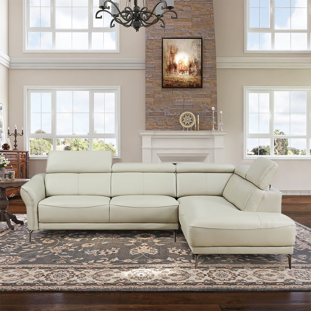 Brayden Studio Ladonnia Genuine Leather Sectional,Sectional Sofa,Hand ...