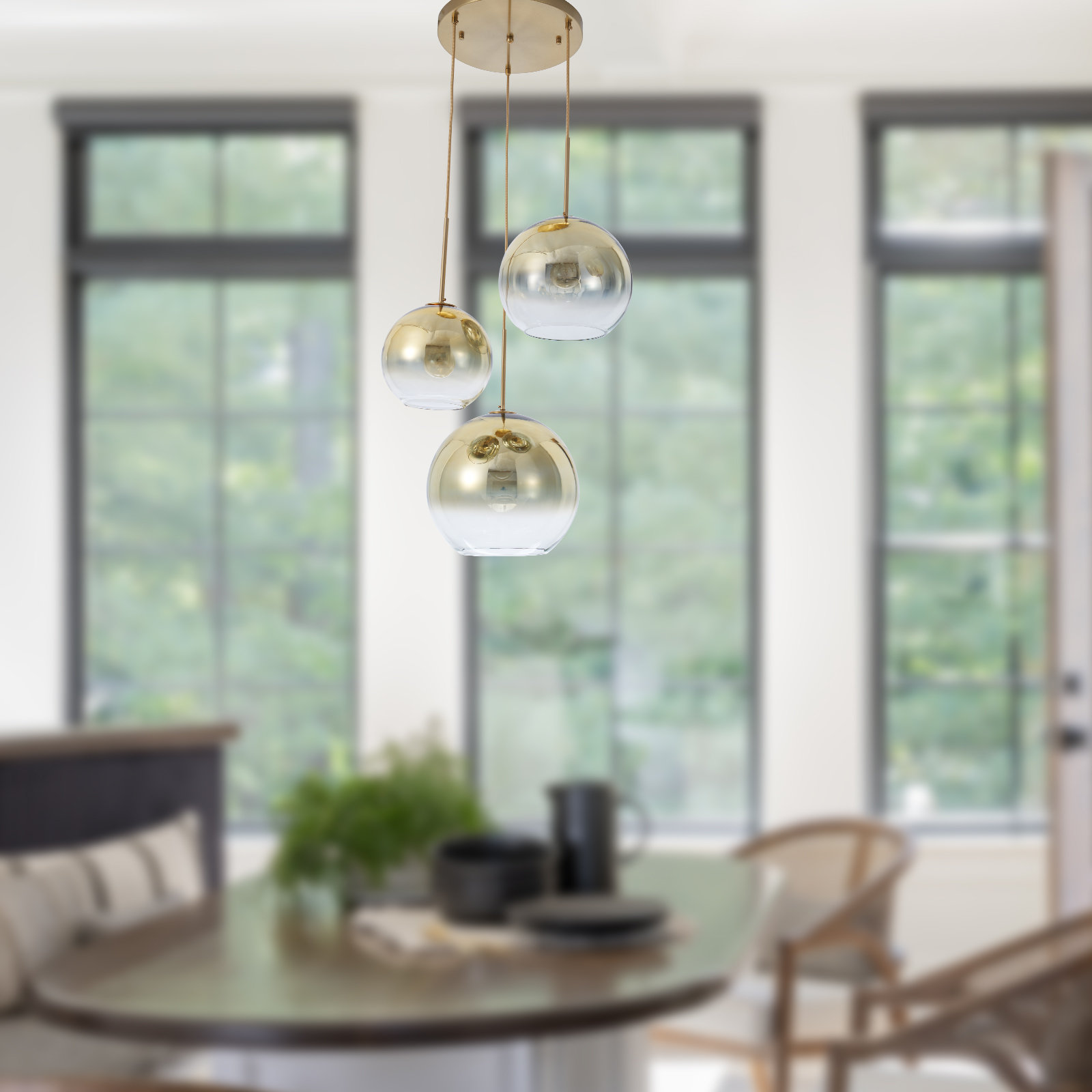 Mercer41 12" 3-Light Gradient Tea-Colored Glass Chandelier | Wayfair