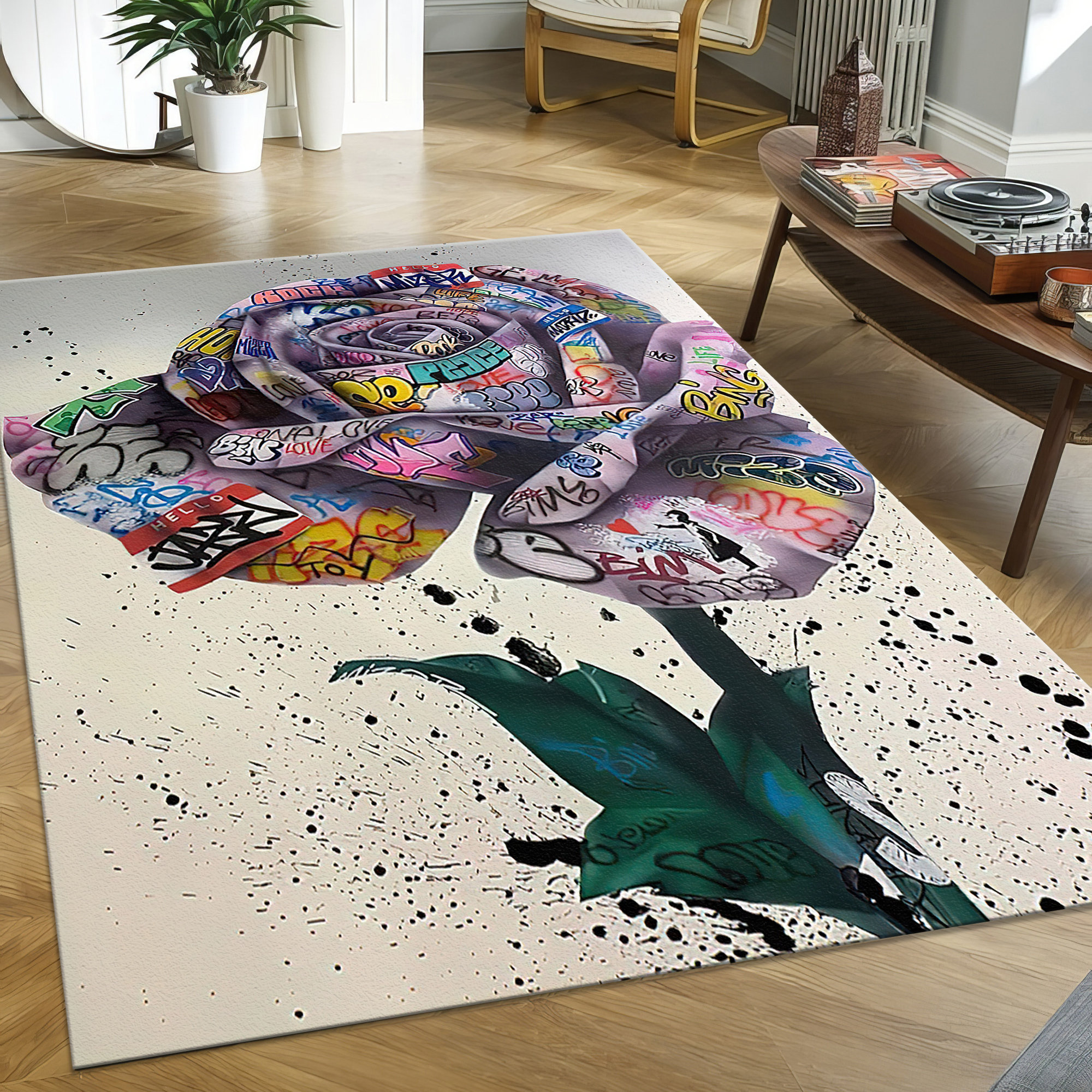 kayra export Non-Woven Soft Type Printed Rug with Intricate Floral ...