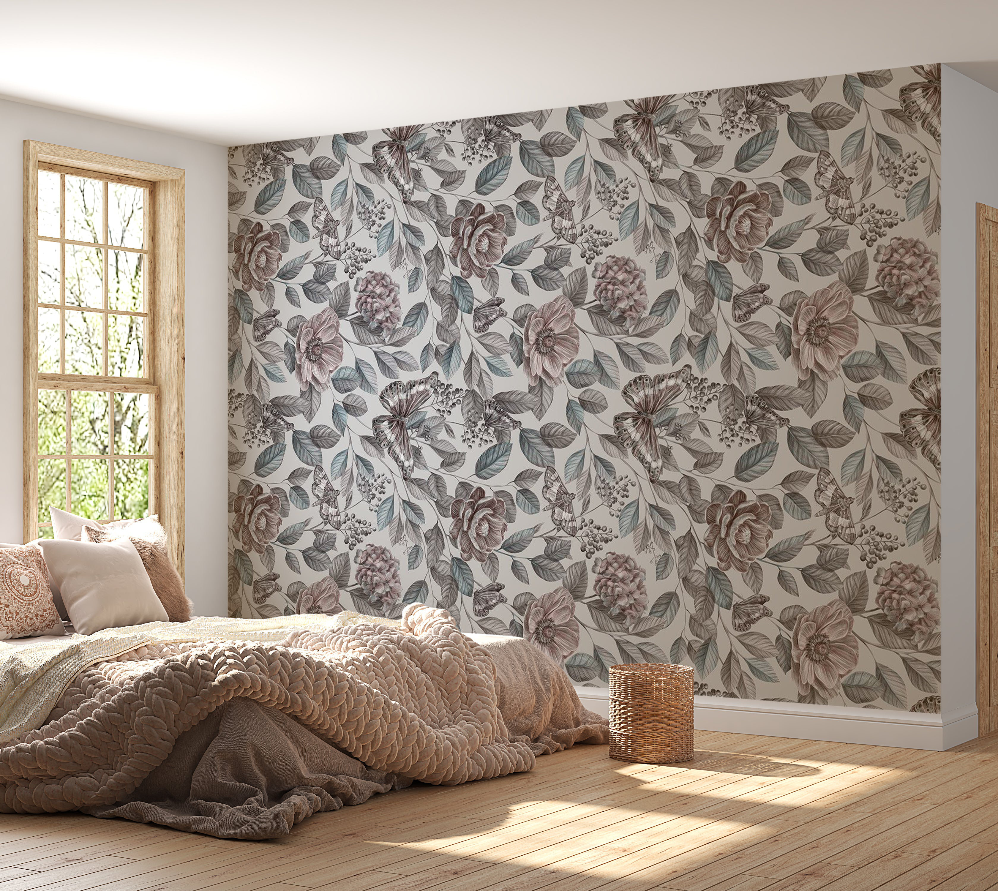 Red Barrel Studio Floral Wallpaper Wall Mural - Rustic Mosaic - Wayfair ...