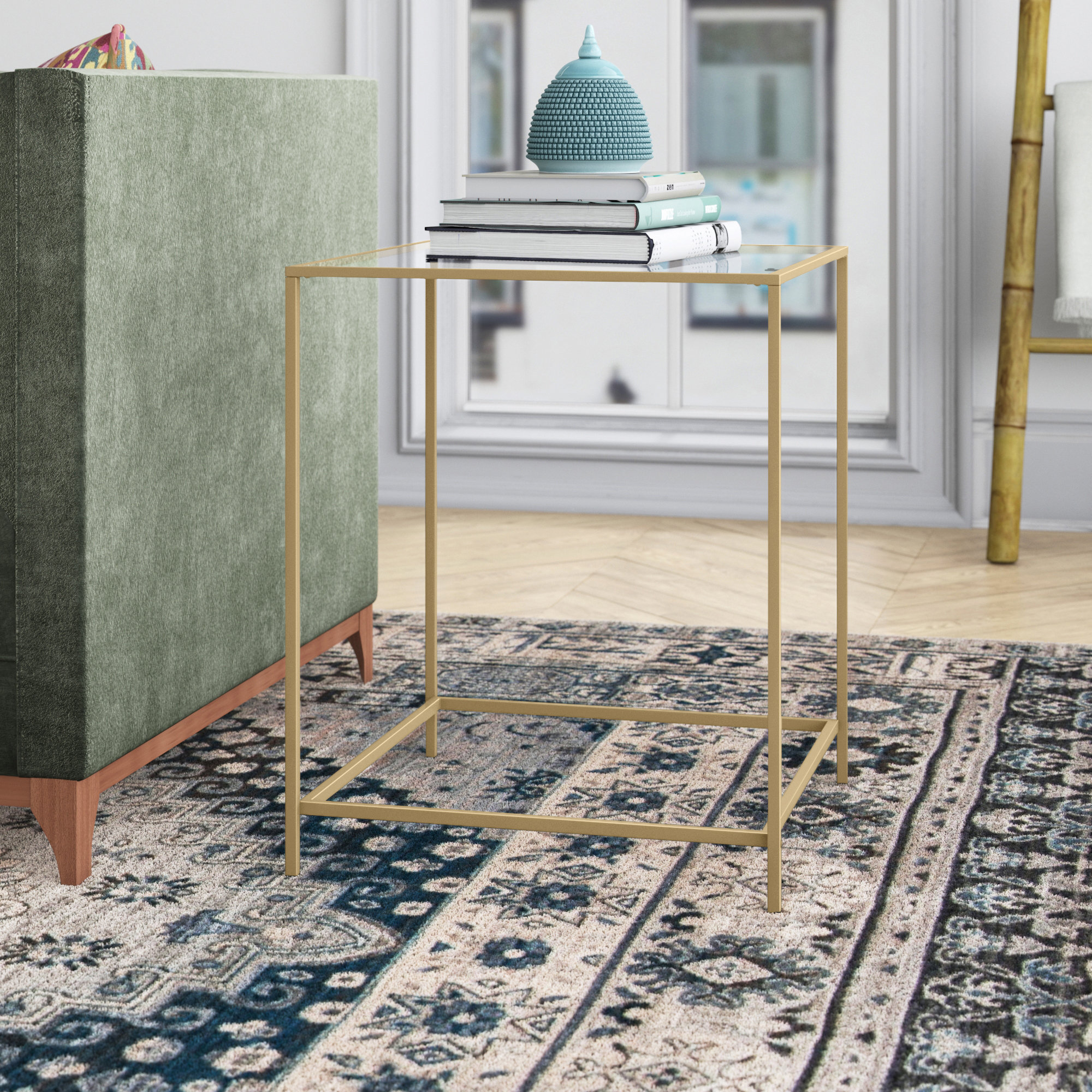Mercury Row Westling Glass Top Frame End Table & Reviews | Wayfair