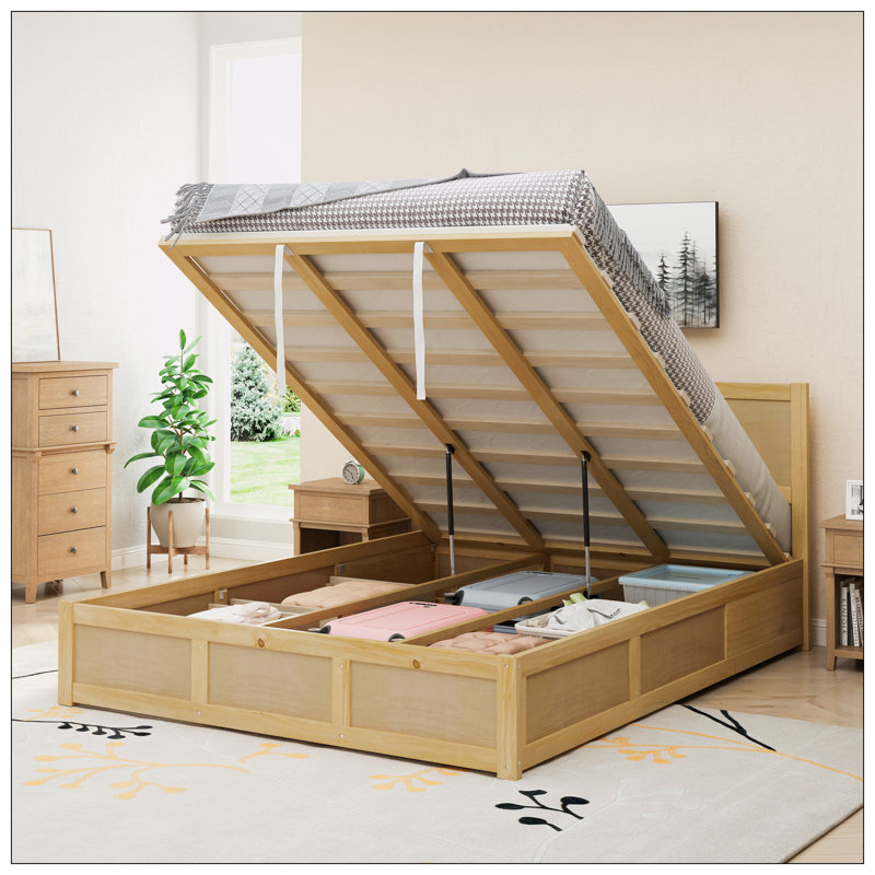 Red Barrel Studio Queen Size Wood Platform Bed with Hydraulic Storage ...