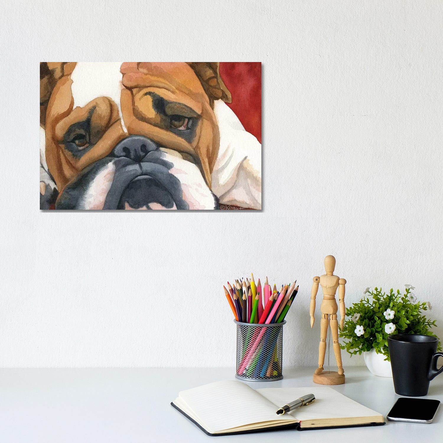 East Urban Home Bruiser the Bulldog by Teresa Kogut - Wrapped Canvas ...