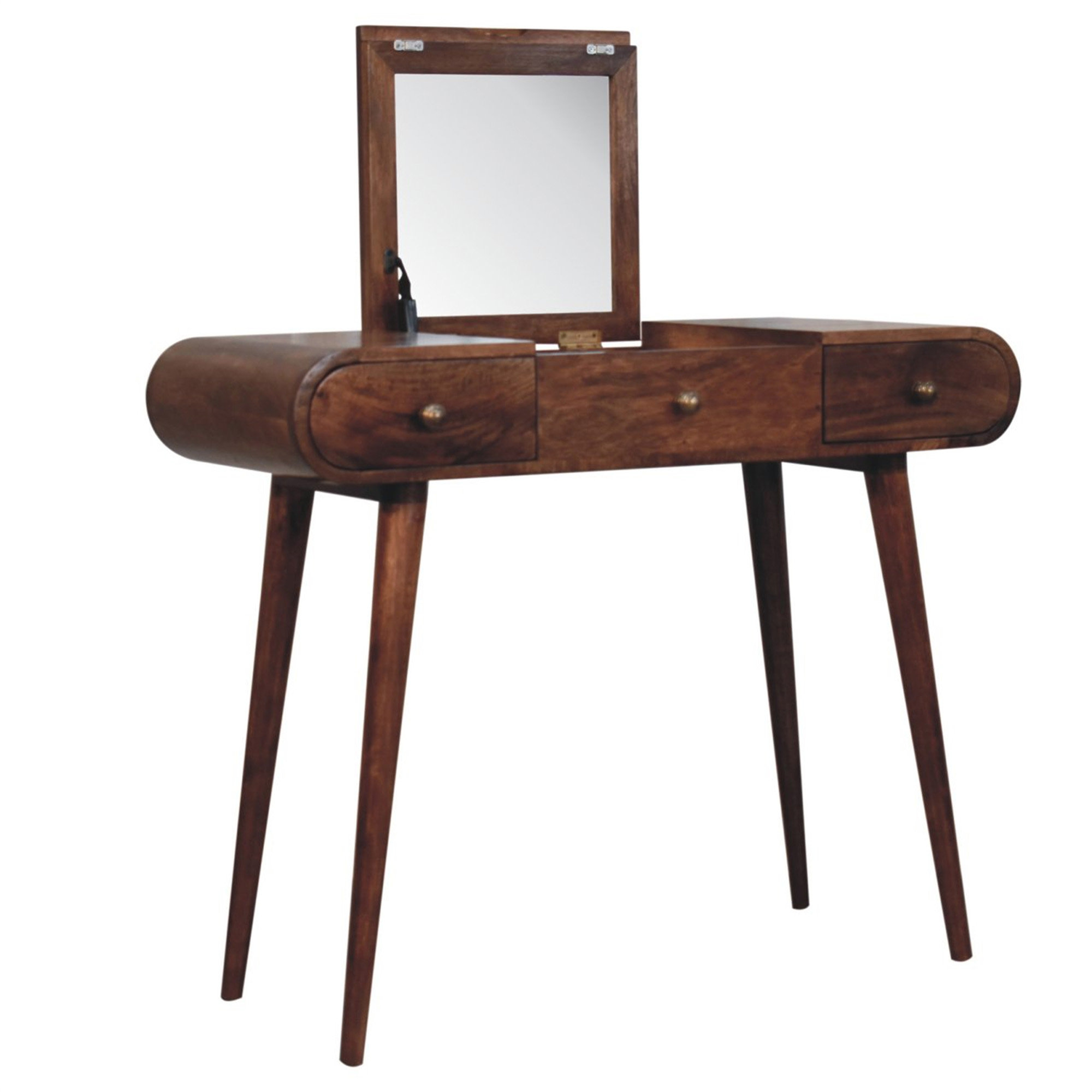 Corrigan Studio® Solid Wood Honey Caramel Round Dressing Table | Wayfair