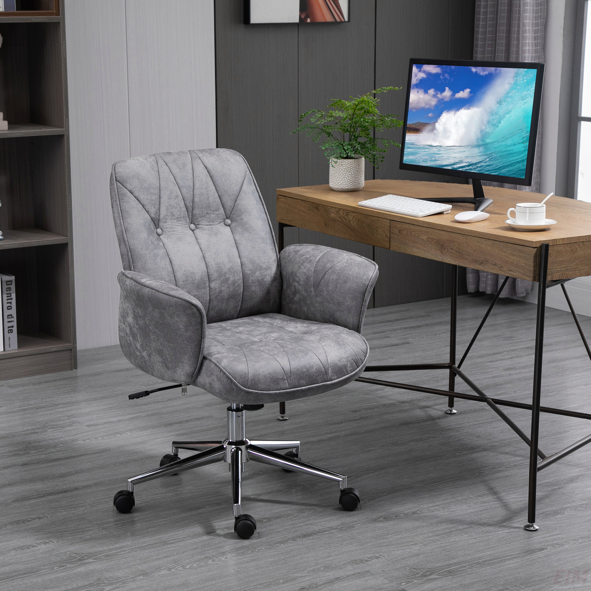 Hokku Designs Microfiber Home Office Chair, Height Adjustable Button ...