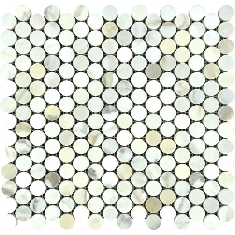 Tile & Mosaic Depot 0.75" x 0.75" Marble Penny Round Mosaic Wall ...
