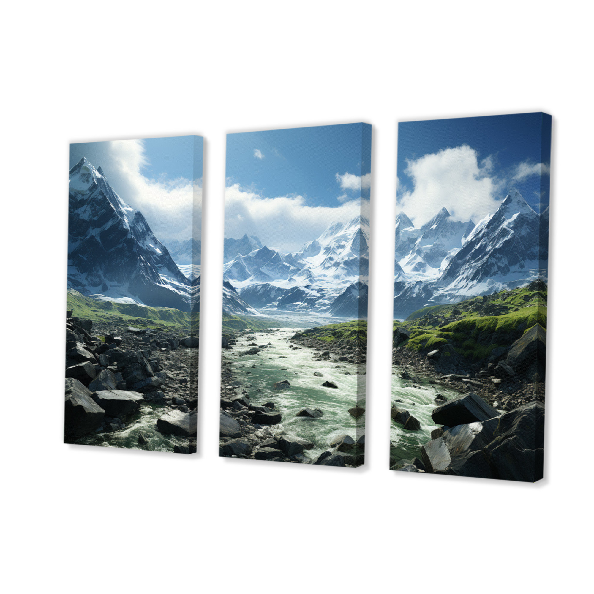 Millwood Pines Green Glacier Frozen Eternity Green I On Canvas 3 Pieces ...