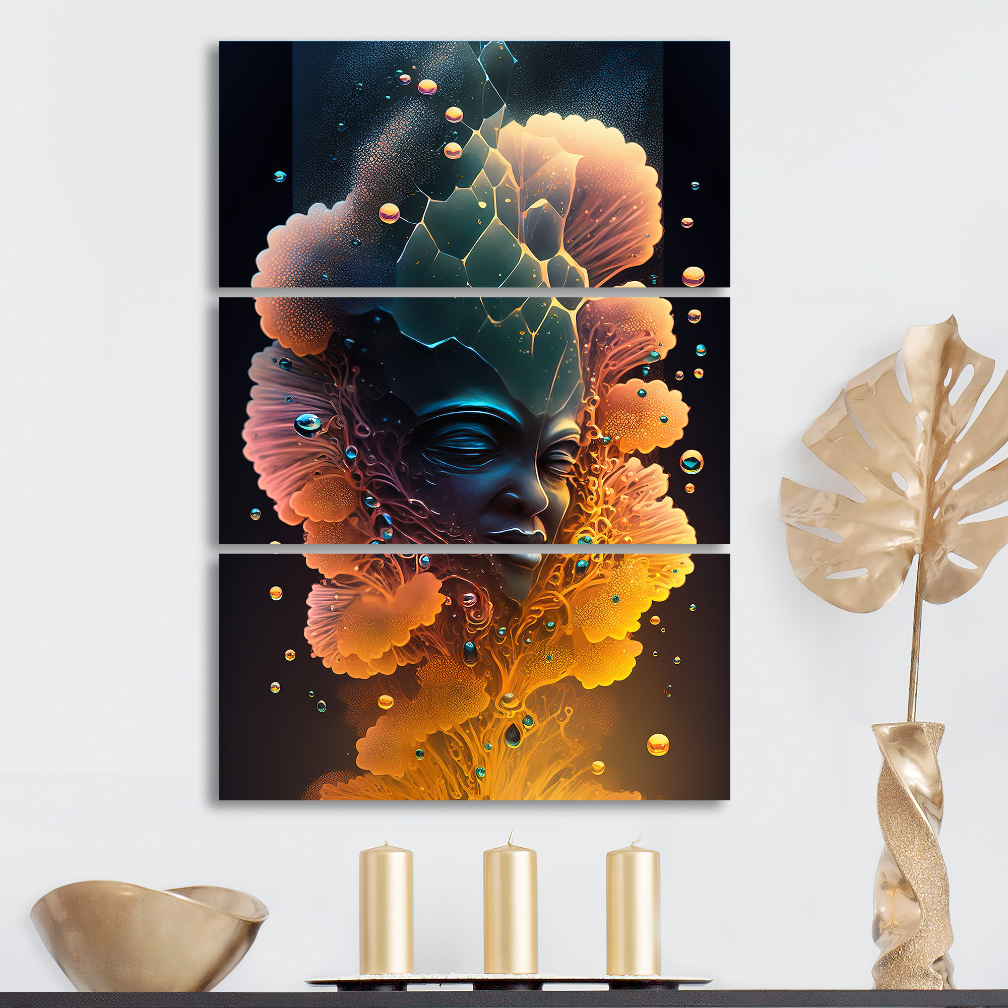 Orren Ellis Aliasgar Alien Face With Flowers 1 Hexagon On Canvas 3 ...