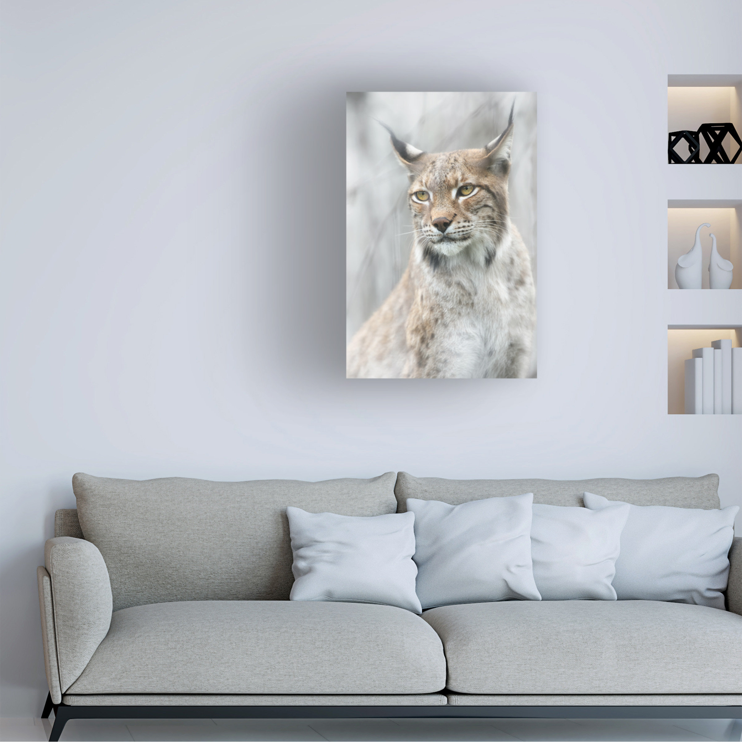 Ebern Designs Lynx Portrait In The Fog On Canvas Print | Wayfair
