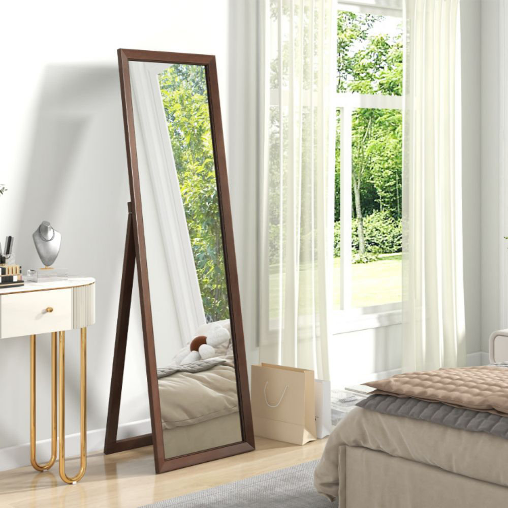 Latitude Run® Full Length Mirror With Stand And Solid Wood Frame | Wayfair