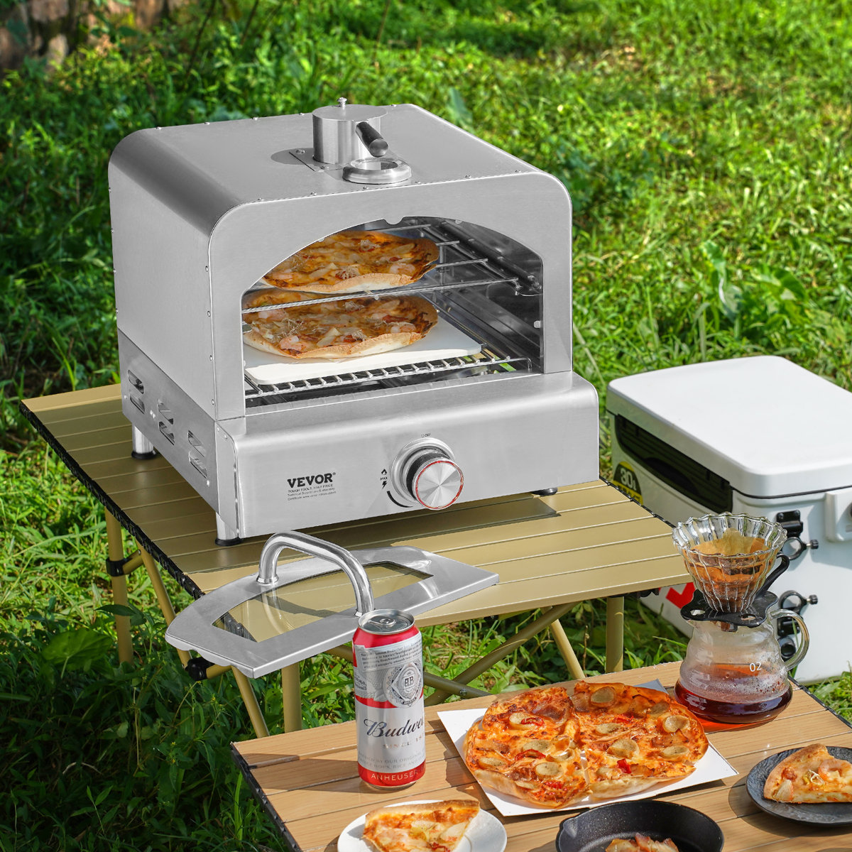 VEVOR 11" Outdoor Pizza Oven Portable Gas Oven 430 Stainless Steel for ...