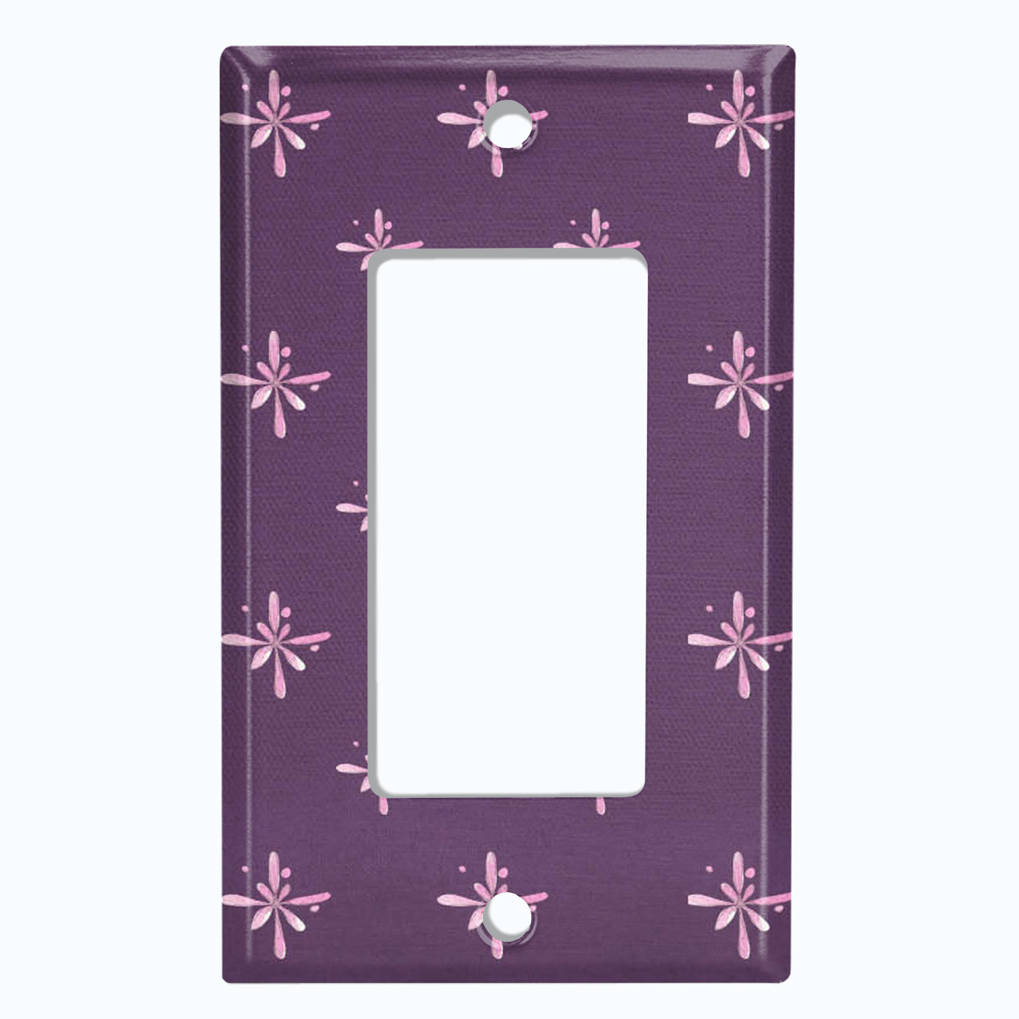 WorldAcc Pink Flowers Purple 1-Gang Rocker Wall Plate | Wayfair