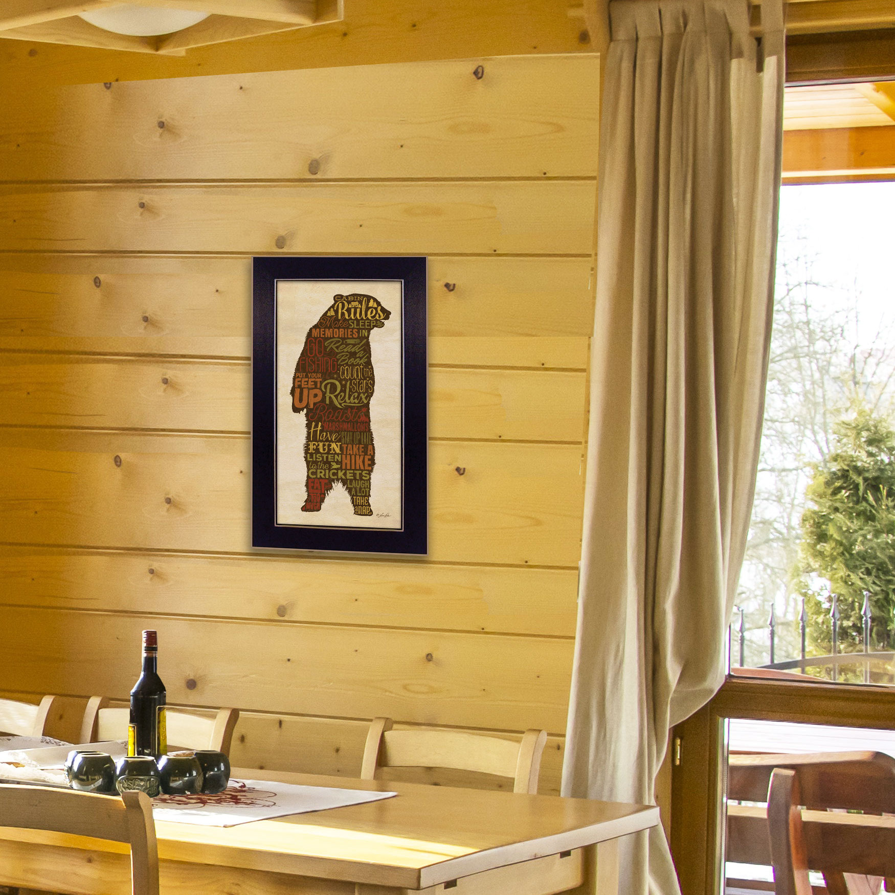 Union Rustic Cabin Rules Framed Wall Art for Living Room, Home Wall ...