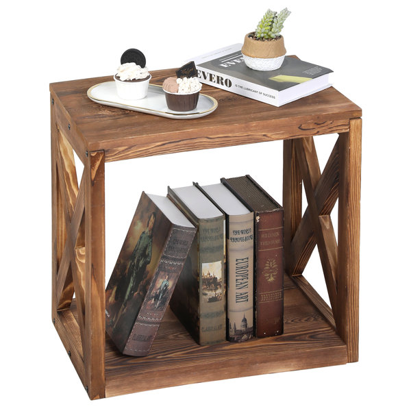 Loon Peak® Cherra Solid Wood Floor Shelf End Table with Storage ...