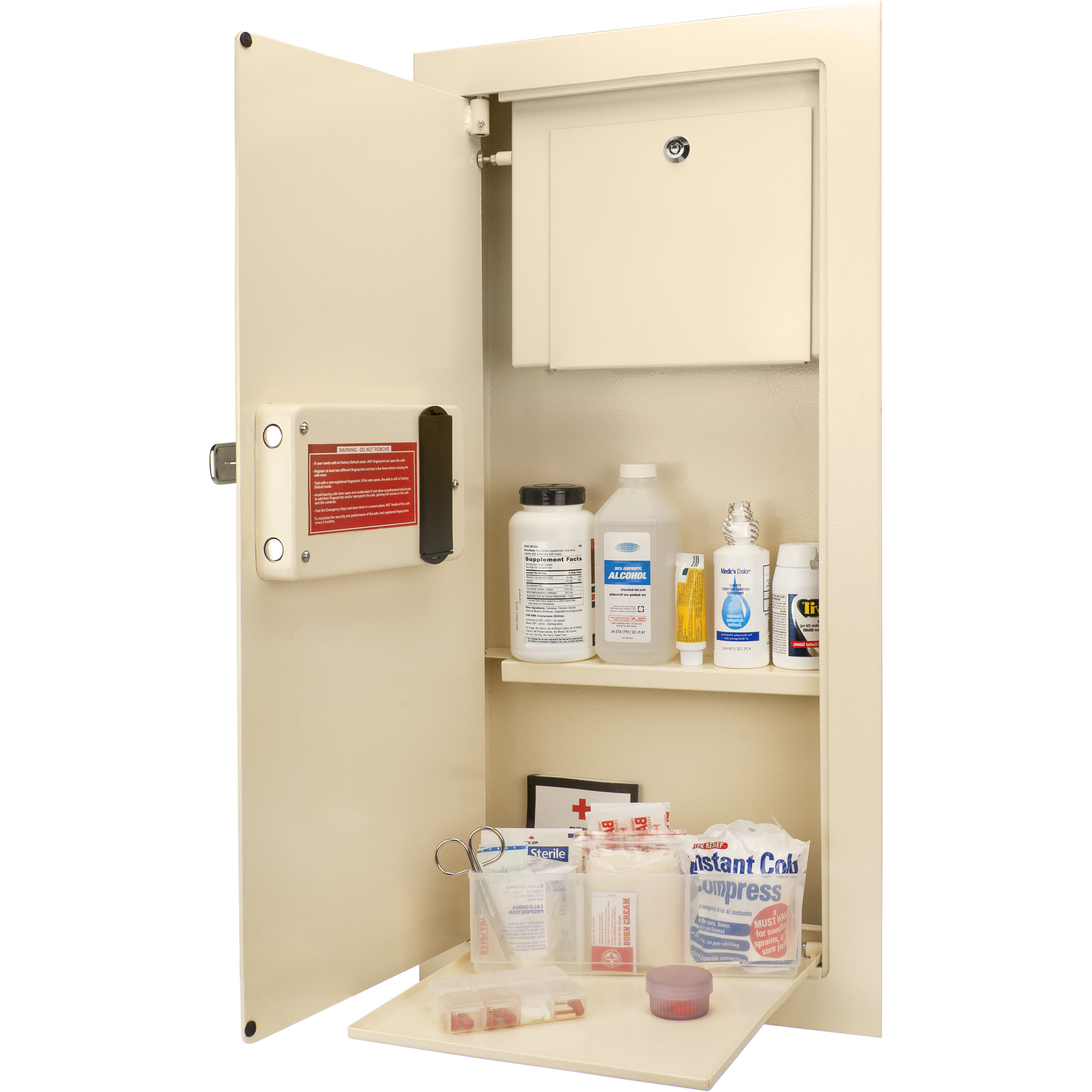 Red Global 0.82 CUBIC FT LEFT OPEN BEIGE BIOMETRIC WALL SAFE | Wayfair