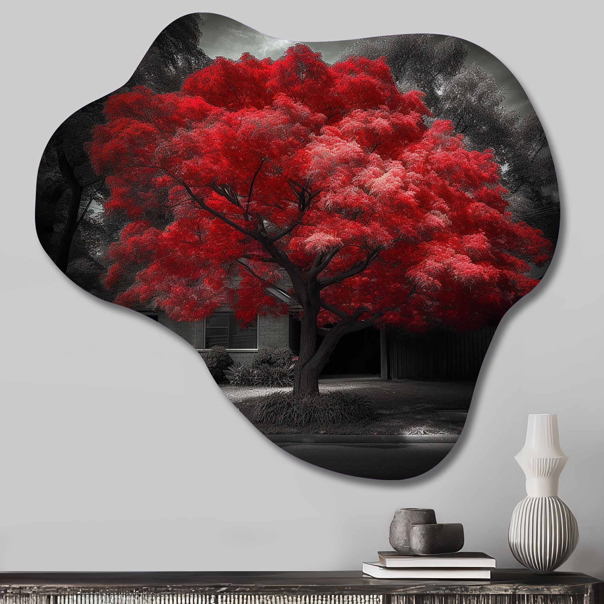 Latitude Run® Red Tree Blossom Haven II - Asymmetrical Tree Floral ...