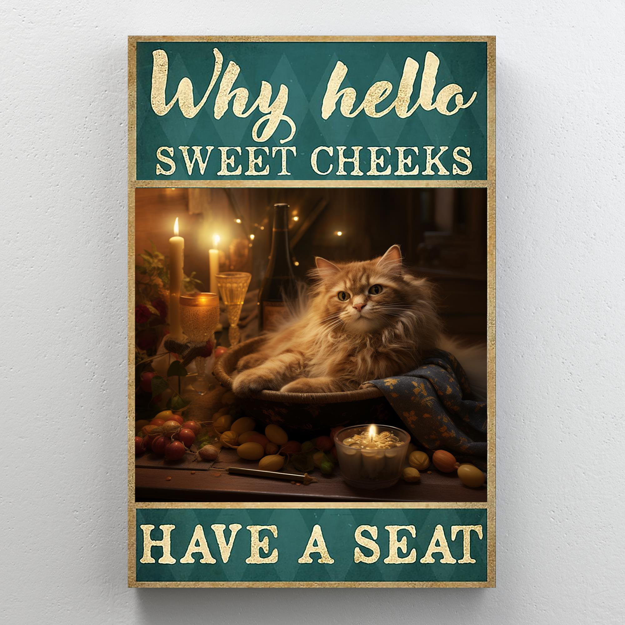 Trinx Larey Cat Why Hello Sweet Cheeks 2 On Canvas Graphic Art | Wayfair