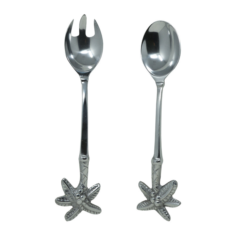 Highland Dunes Pewter Spoon And Fork Server Set/starfish | Wayfair