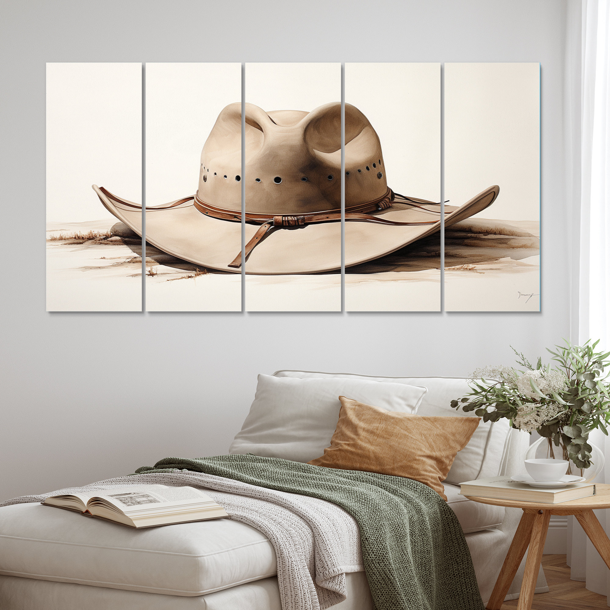 Union Rustic Cowboy Hat Minimalism Style VI On Canvas 5 Pieces Print ...