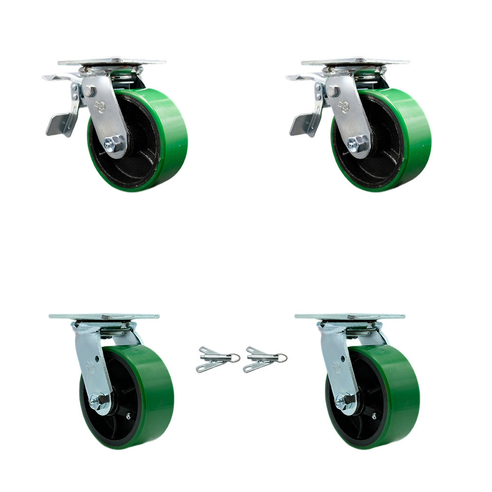 Service Caster 5 Inch Poly on Steel Caster Set with Roller Bearings 2 ...