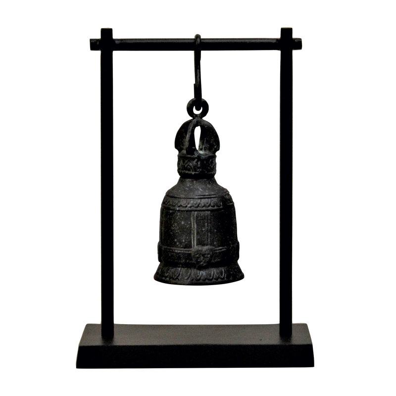 Bungalow Rose Navindra Antique Bell - Matte Verdigris - Matte Black ...