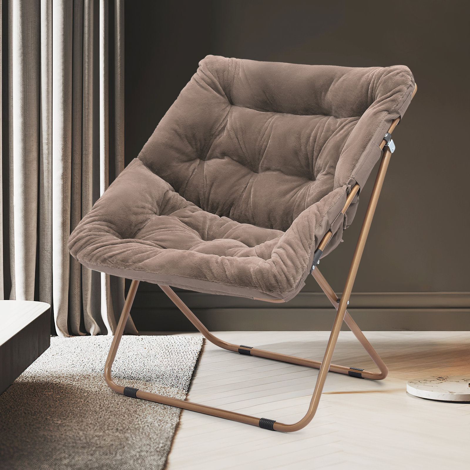 Red Barrel Studio® Etonya Folding Square Saucer Lazy Accent Chair with ...