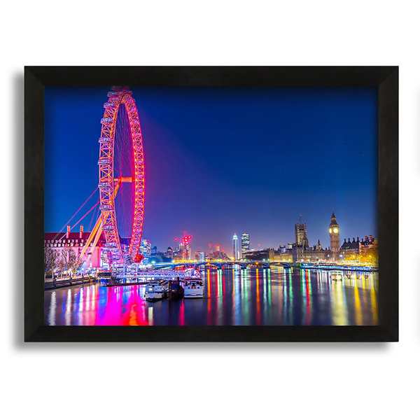 Brayden Studio London Eye Rainbow Thames At Night - Single Picture ...