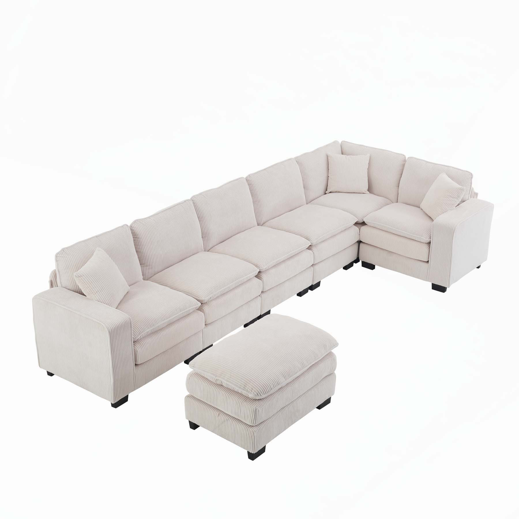 Latitude Run® Comfortable Modular Sectional Sofa with Ottoman and ...