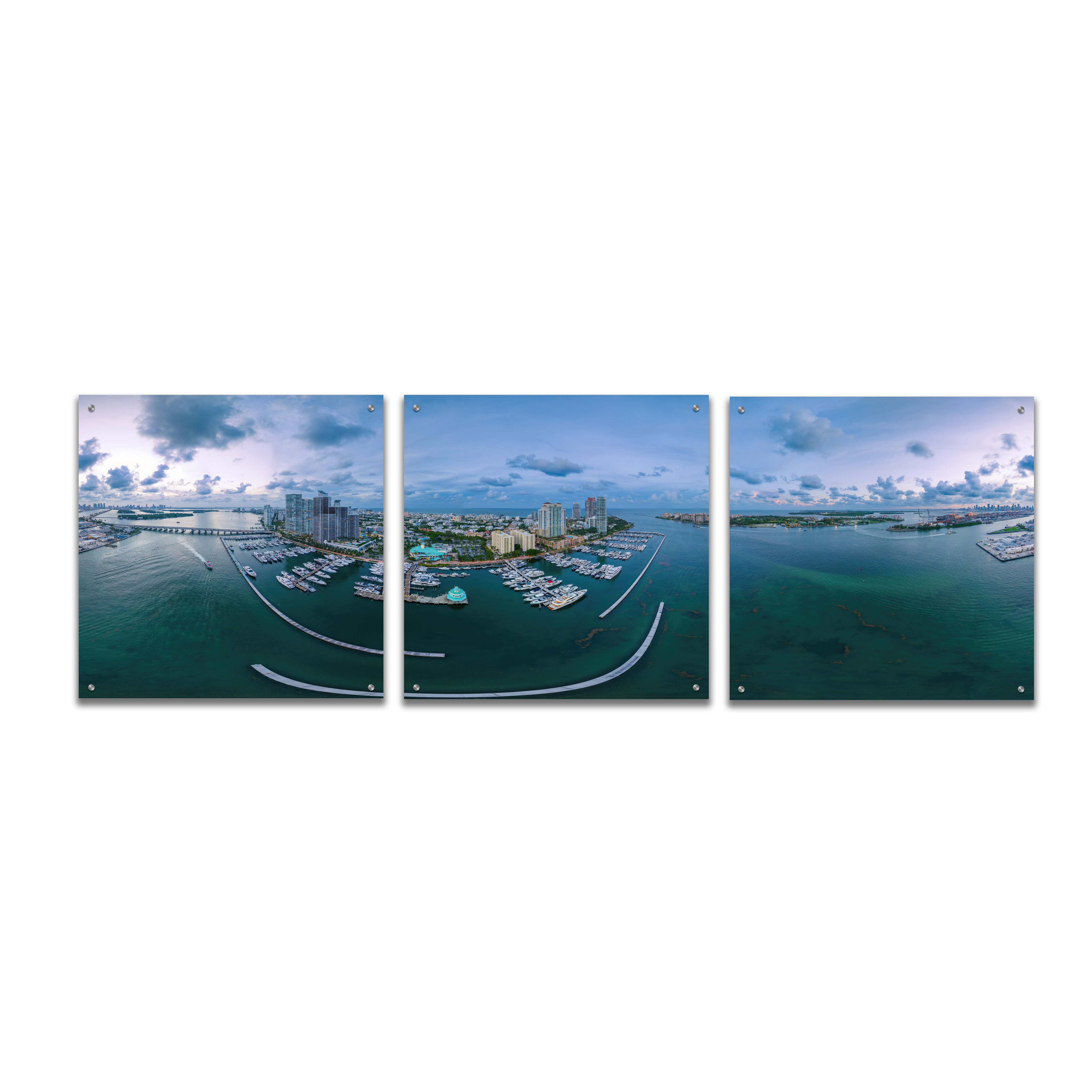 Hokku Designs Miami Twilight', Acrylic Glass Wall Art, 3 Piece Set ...