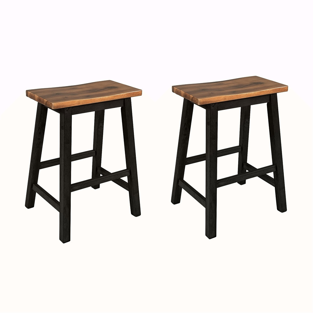17 Stories Farmhouse Rustic 2-Piece Counter Height Wood Kitchen Dining ...