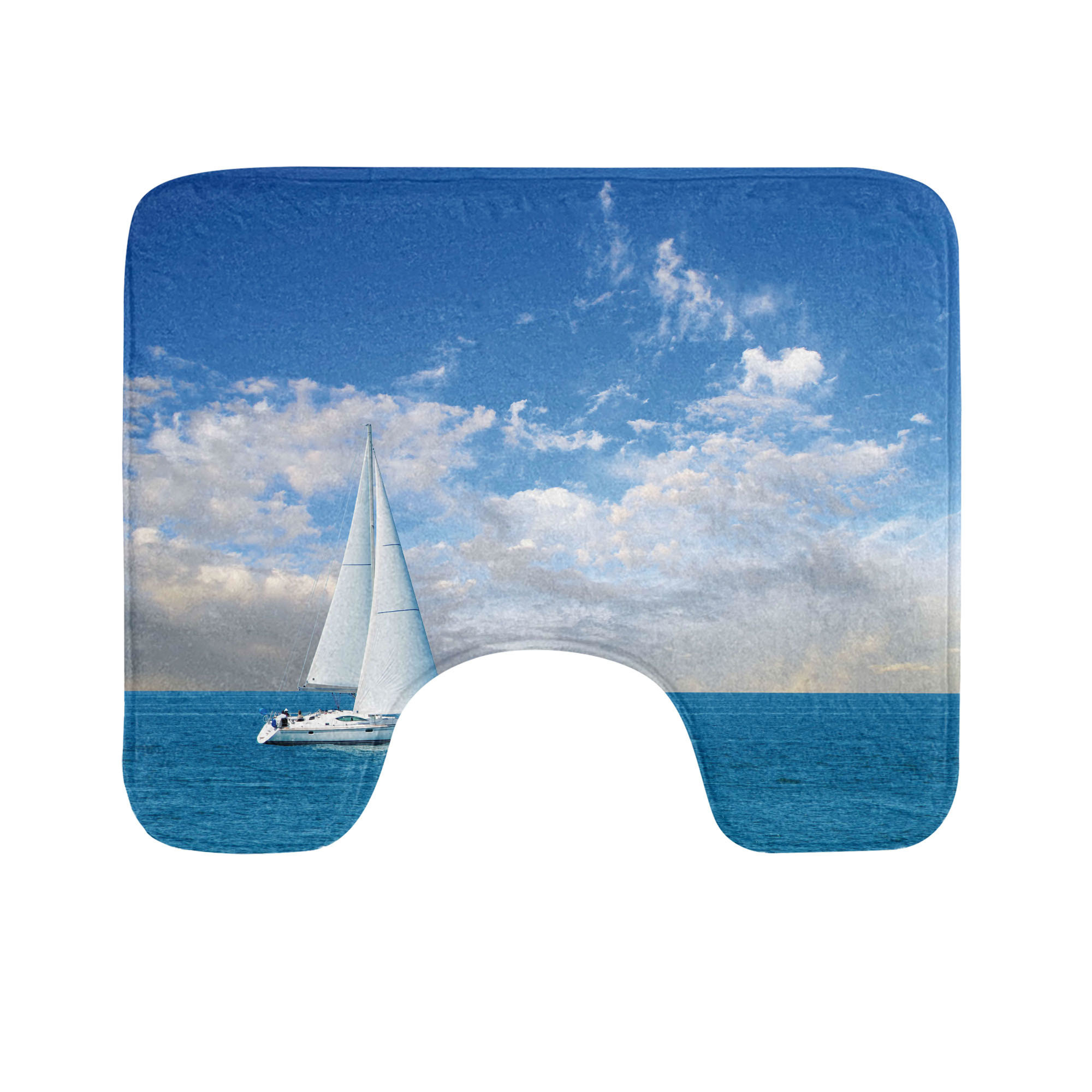 Bay Isle Home™ Ocean Toilet Mat U-Shape Bathroom Rug 20" Sky Blue and ...