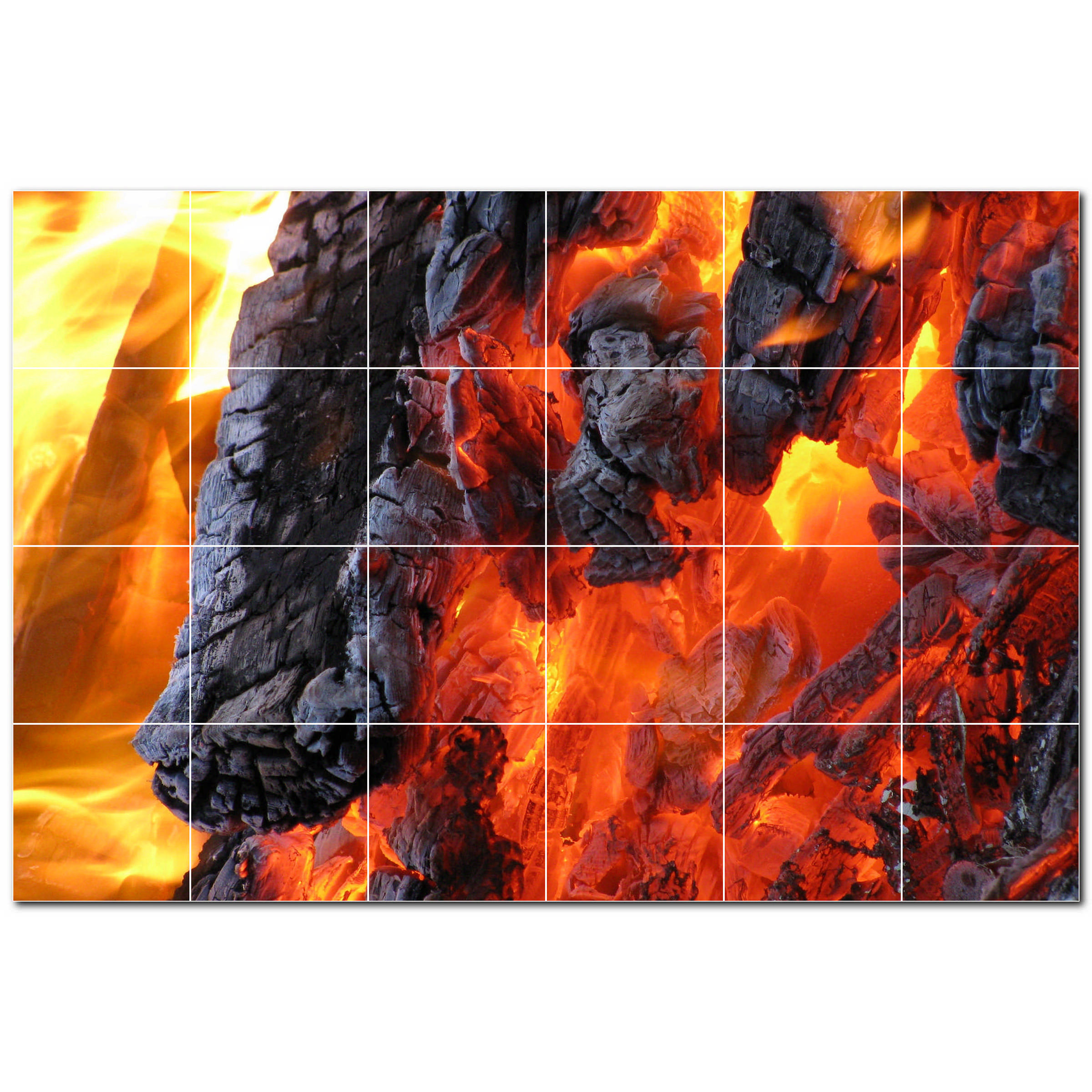 Picture-Tiles.com 48" x 32" Ceramic Fire Photo Decorative Mural Tile ...